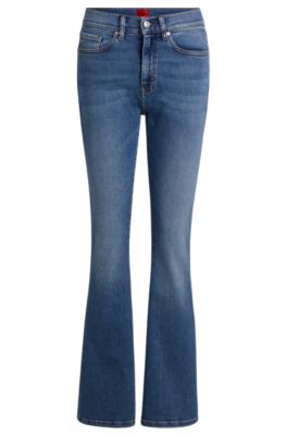 HUGO - Skinny-fit flared jeans in blue super-stretch denim - Blue