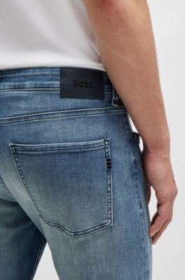 BOSS - Delaware Slim-fit jeans in super-soft blue denim - Blue