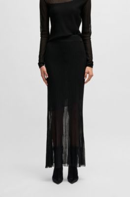 HUGO - Midi skirt in crepe fabric with opaque details
