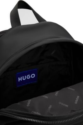 HUGO - Twill backpack with blue logo label - Black