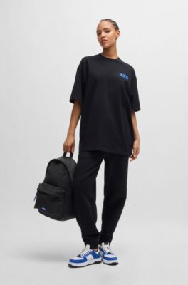 HUGO - Twill backpack with blue logo label - Black