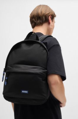 HUGO - Twill backpack with blue logo label