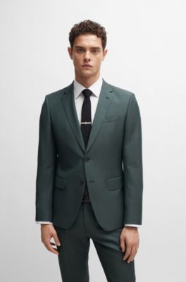 BOSS - Slim-fit suit in herringbone virgin wool