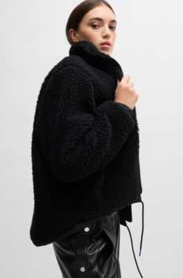 HUGO - Zip-up teddy jacket with smiley-face logo