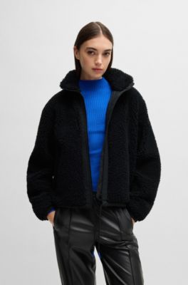 HUGO - Zip-up teddy jacket with smiley-face logo