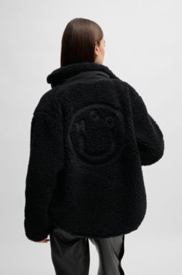 HUGO - Zip-up teddy jacket with Happy HUGO logo