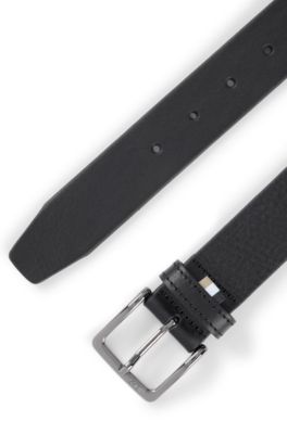 BOSS - Cinturón de piel granulada italiana con detalle de rayas de la ...