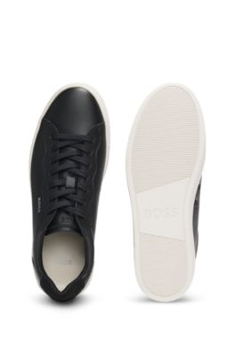 BOSS - Mixed-material lace-up trainers with suede trims - Black