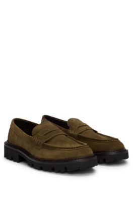 BOSS - Suede loafers with penny trim