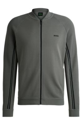 BOSS - Knitted zip-up cardigan with micro-structured stripes