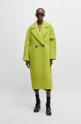 HUGO - Double-breasted coat in a wool blend - Neon Green