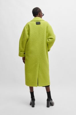 HUGO - Double-breasted coat in a wool blend - Neon Green
