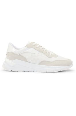 BOSS - Mixed-material trainers with suede and faux leather
