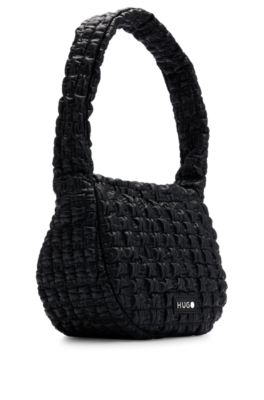 HUGO - Shoulder bag in quilted-effect faux leather - Black