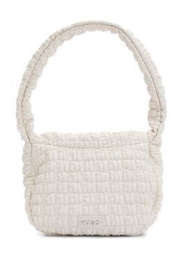HUGO - Shoulder bag in quilted-effect faux leather - Natural
