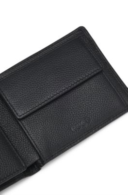 HUGO - Grained-leather trifold wallet with logo plate - Black