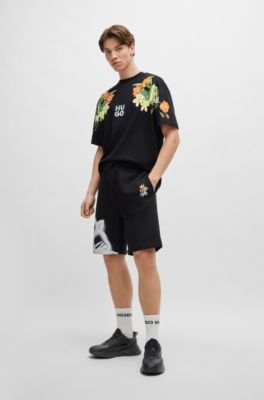 HUGO - Sneakers in materiali misti con tessuto effetto tela - Nero