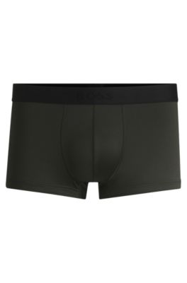 BOSS - Shiny-piqué regular-rise trunks with logo waistband - Green