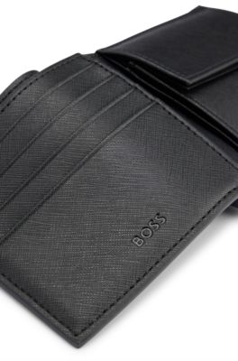 BOSS - Billfold-portemonnee met monogram en Double B-detail - Zwart