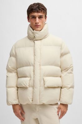 BOSS - Water-repellent puffer jacket with Double B monogram - Natural