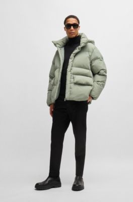 BOSS - Water-repellent puffer jacket with Double B monogram - Light Green