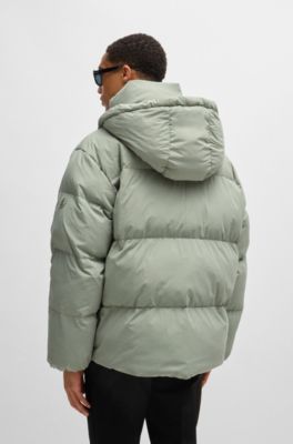 BOSS - Water-repellent puffer jacket with Double B monogram - Light Green