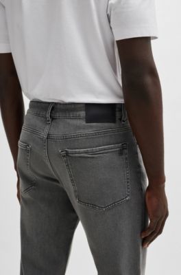 BOSS - Maine Regular-fit jeans in grey comfort-stretch denim - Grey