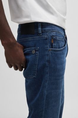 BOSS - Tapered-fit jeans in pure-blue comfort-stretch denim - Dark Blue