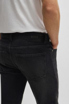 BOSS - Delaware Black slim-fit jeans in stretch denim - Dark Grey
