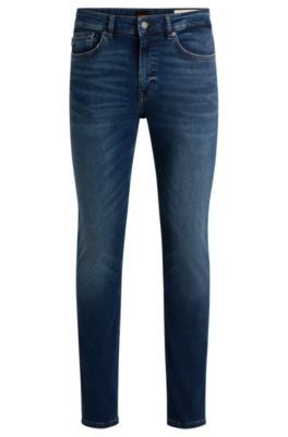 BOSS - Delaware Slim-fit jeans in red-cast denim - Dark Blue