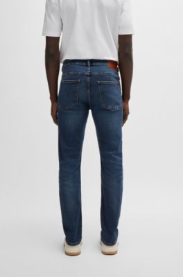 BOSS - Delaware Slim-fit jeans in red-cast denim - Dark Blue