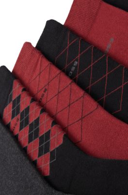 BOSS - Six-pack of regular-length socks in a cotton blend - Black ...