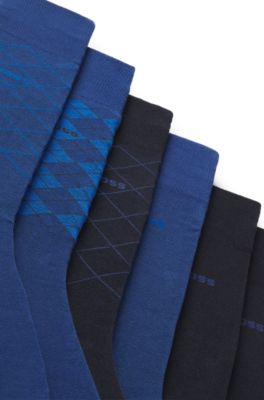 BOSS - Six-pack of regular-length socks in a cotton blend - Blue