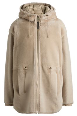 BOSS - Parka híbrida con piel de oveja y chaleco relleno de plumón ...