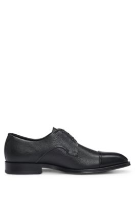 BOSS - Grained-leather Derby shoes with anti-slip sole - Black