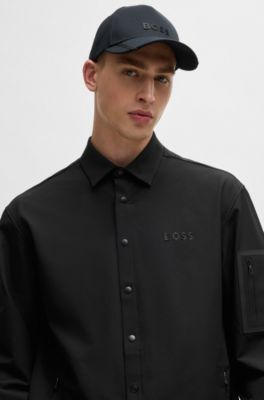 BOSS - Water-repellent relaxed-fit overshirt with four-way stretch - Black