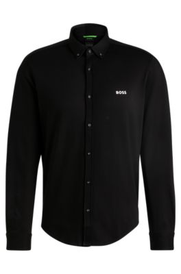 BOSS - Regular-fit shirt in anti-wrinkle cotton - Black
