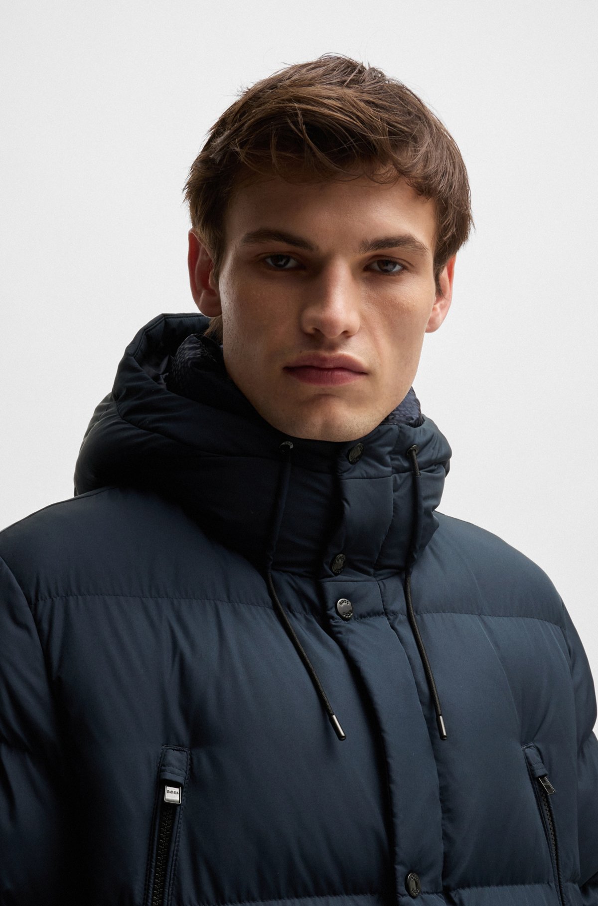 BOSS - はっ水パファージャケット ロゴディテール - ダークブルー BOSS - はっ水パファージャケット ロゴディテール - ダークブルー