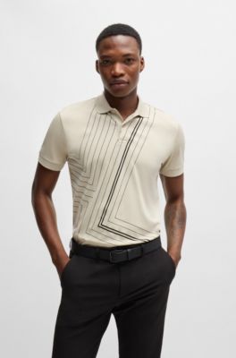 BOSS - Interlock-cotton polo shirt with fineline artwork