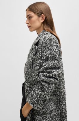 BOSS - Oversize-fit coat in bouclé tweed - Patterned