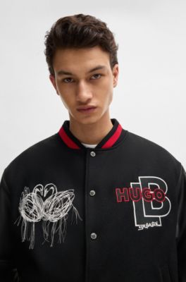 HUGO - HUGO x Les Benjamins bomber jacket with special graphics - Black