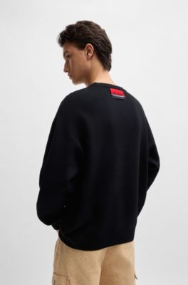 HUGO - HUGO x Les Benjamins oversized-fit sweater with swan jacquard