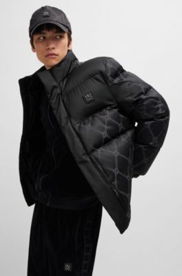 HUGO - Water-repellent puffer jacket with signature jacquard - Black