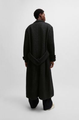 BOSS - NAOMI x BOSS oversized-fit coat in a wool blend - Black
