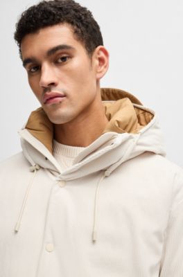 BOSS - Regular-fit down jacket in thick corduroy - Natural