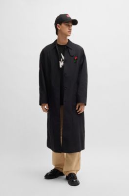 HUGO - HUGO x Les Benjamins oversized-fit T-shirt with swan graphic - Black