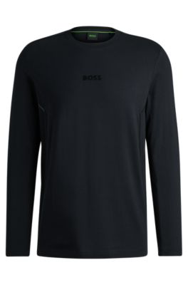 BOSS - Cotton-jersey T-shirt with mirror-effect logo - Black