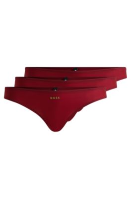 BOSS - Three-pack of thong briefs with logo detail - Dark Red