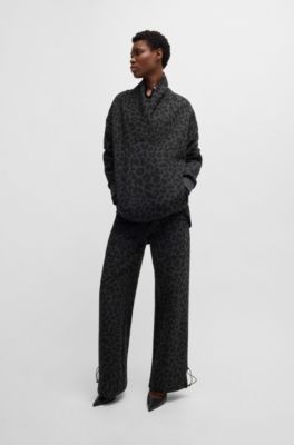 BOSS - NAOMI x BOSS animal-print cotton-blend sweatshirt with energear ...