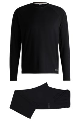 BOSS - Jersey pyjamas in a regular fit with tonal coverstitching